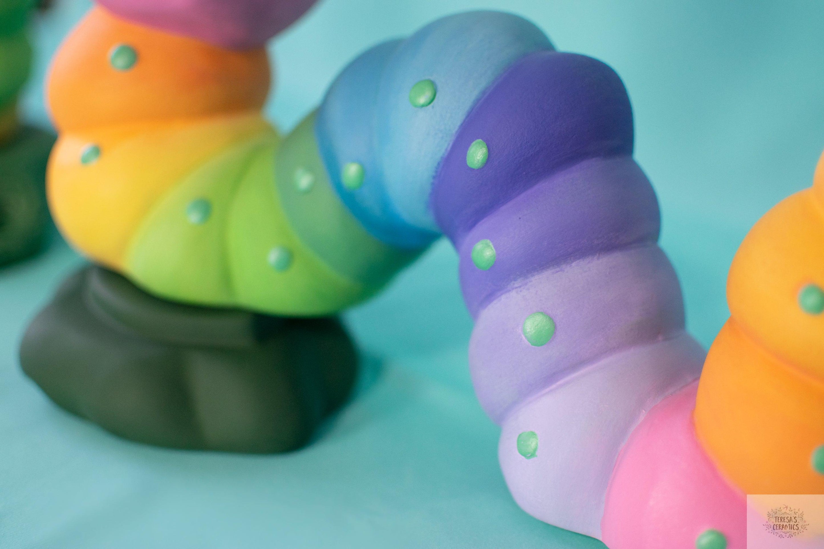 Large Rainbow Wormy | Garden Art Worm – Teresa's Ceramics